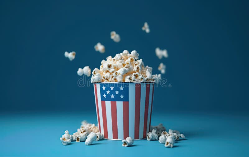 Popcorn in a Bucket with American Flag. Generative Ai Stock Image ...