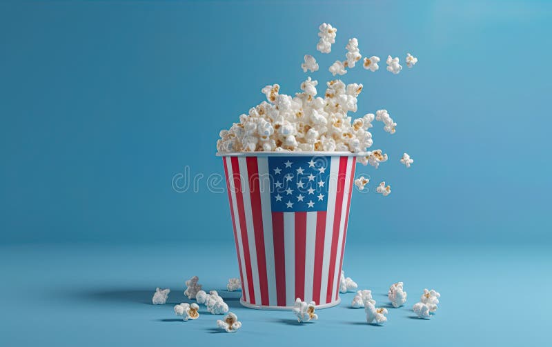 Popcorn in a Bucket with American Flag. Generative Ai Stock Photo ...