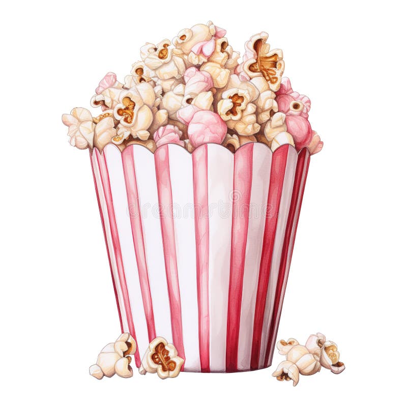 Popcorn Bucket with Pink Popcorn Stock Photo - Illustration of ...