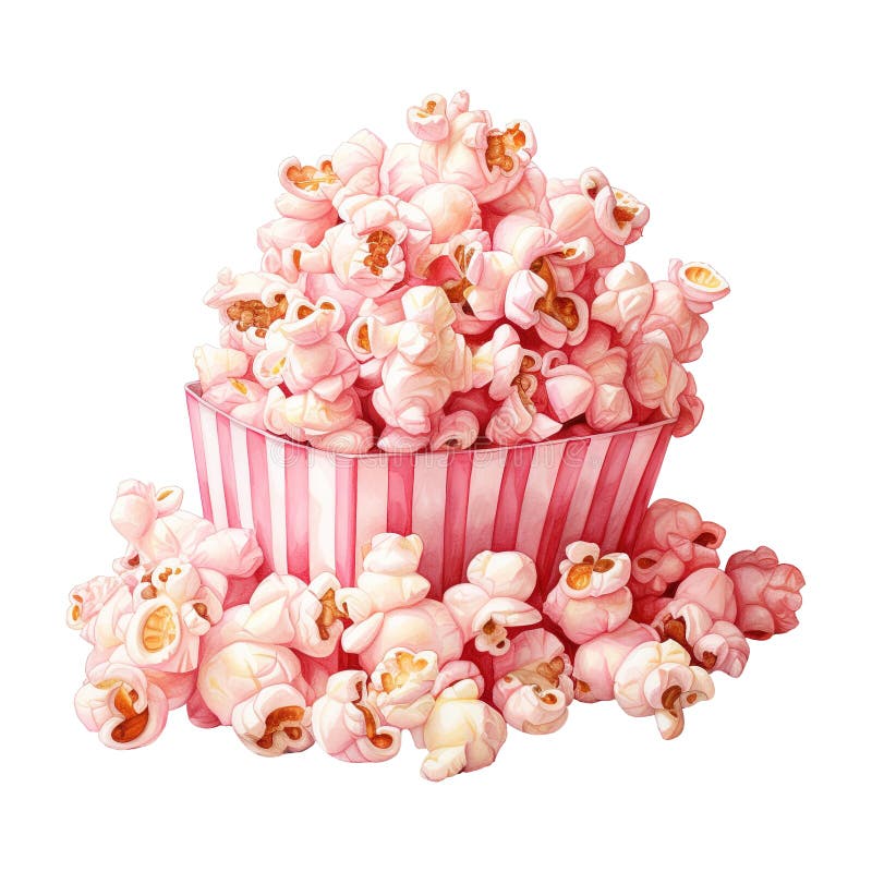 Popcorn Bucket with Pink Popcorn Stock Image - Illustration of night ...