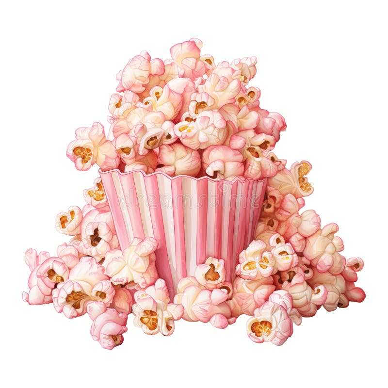 Popcorn Bucket with Pink Popcorn Stock Image - Illustration of flavor ...