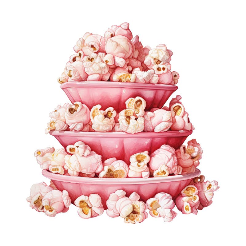 Popcorn Bucket with Pink Popcorn Stock Image - Illustration of ...