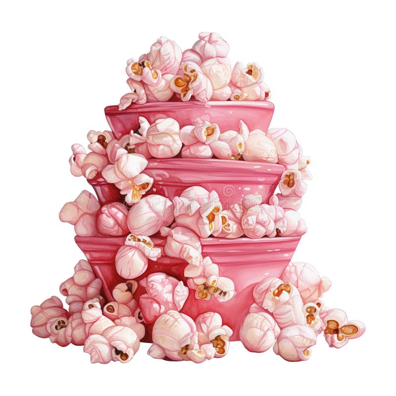 Popcorn Bucket with Pink Popcorn Stock Image - Image of popcorn ...
