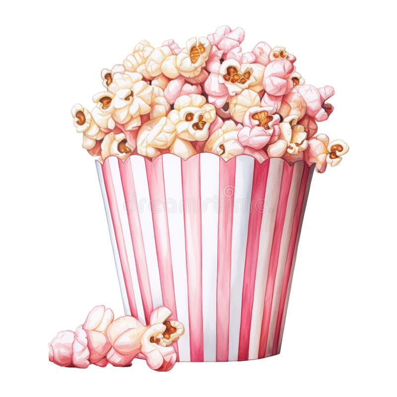 Popcorn Bucket with Pink Popcorn Stock Image - Illustration of crunchy ...