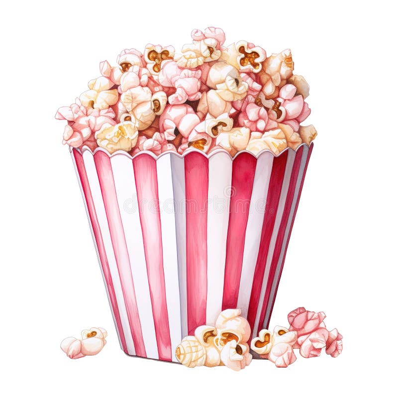 Popcorn Bucket with Pink Popcorn Stock Image - Illustration of film ...