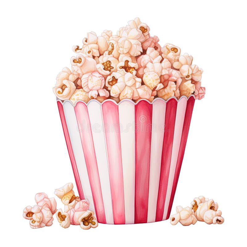 Popcorn Bucket with Pink Popcorn Stock Image - Illustration of family ...
