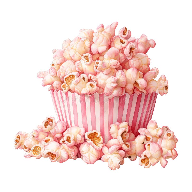 Popcorn Bucket with Pink Popcorn Stock Image - Illustration of family ...