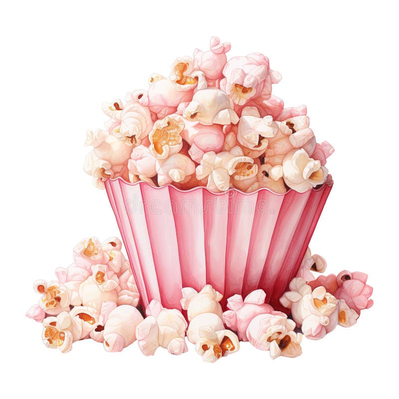 Popcorn Bucket with Pink Popcorn Stock Photo - Illustration of corn ...