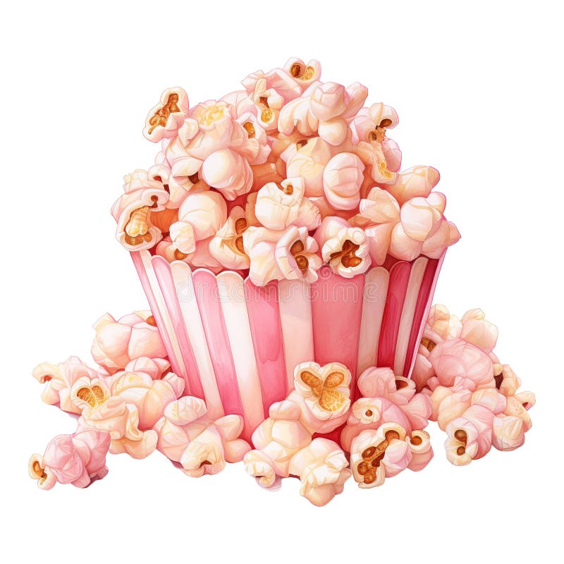 Popcorn Bucket with Pink Popcorn Stock Image - Illustration of ...