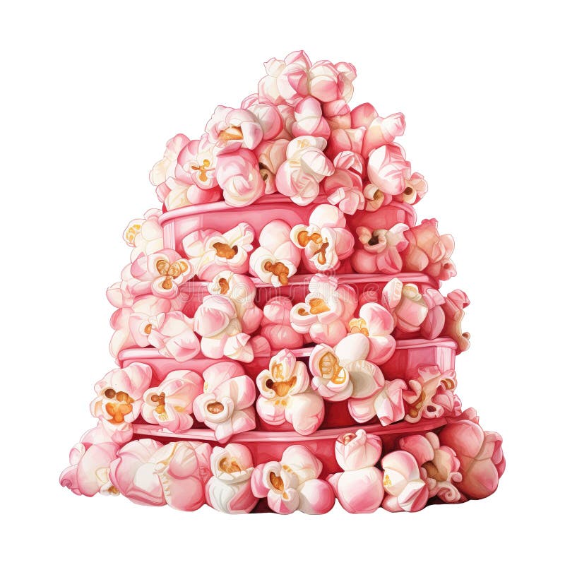 Popcorn Bucket with Pink Popcorn Stock Image - Illustration of munch ...