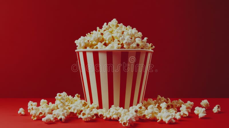 A Popcorn Bucket is a Realistic Container Filled with Popped Kernels of ...