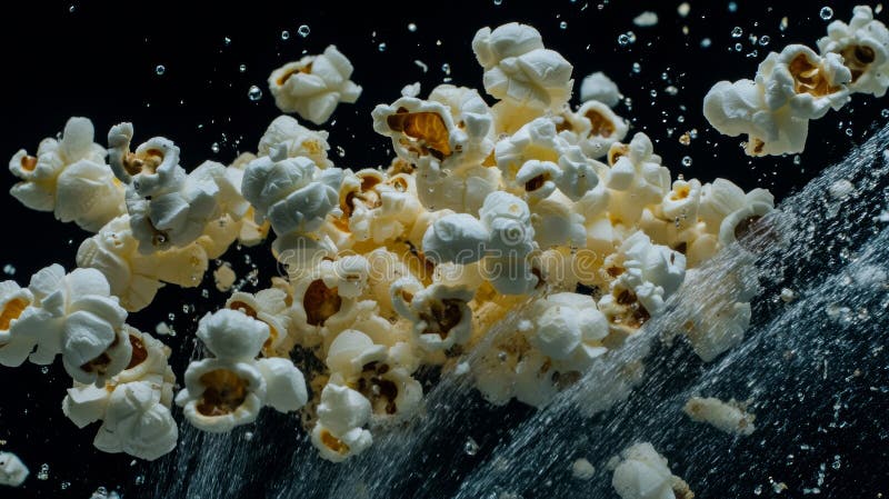 Falling Popcorn Captured in Stunning Detail Against a Dramatic Black ...