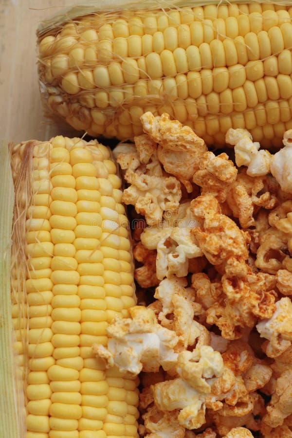 Popcorn with Butter and Fresh Corn Cob. Stock Image - Image of food ...