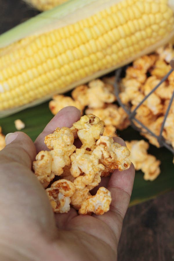 Popcorn with Butter and Fresh Corn Cob. Stock Image - Image of salt ...