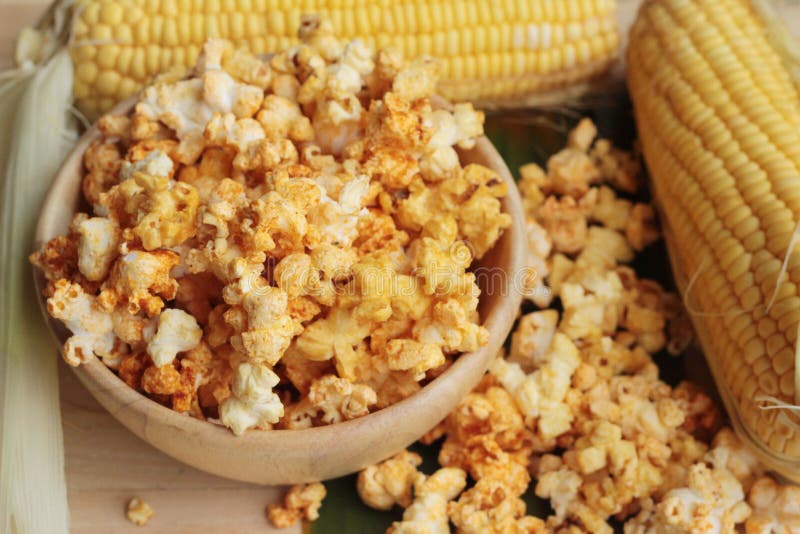 Popcorn with Butter and Fresh Corn Cob. Stock Image - Image of tasty ...
