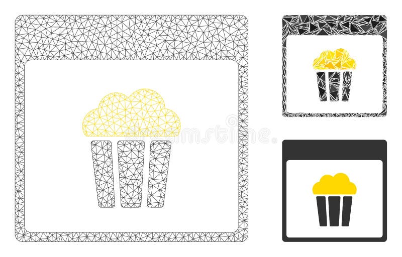 Popcorn Calendar Page Vector Mesh 2D Model and Triangle Mosaic Icon ...