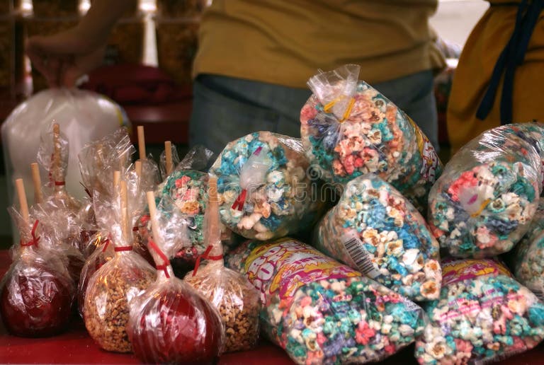 Popcorn and Candy Apples stock image. Image of popcorn - 319789