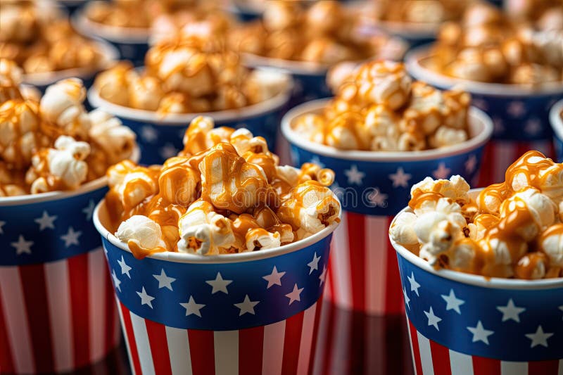 Popcorn with Caramel in American Flag Design Cardbox Container ...