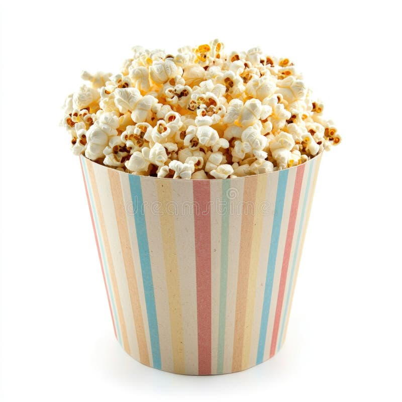 Popcorn in a Cardboard Bucket on a White Background Stock Illustration ...
