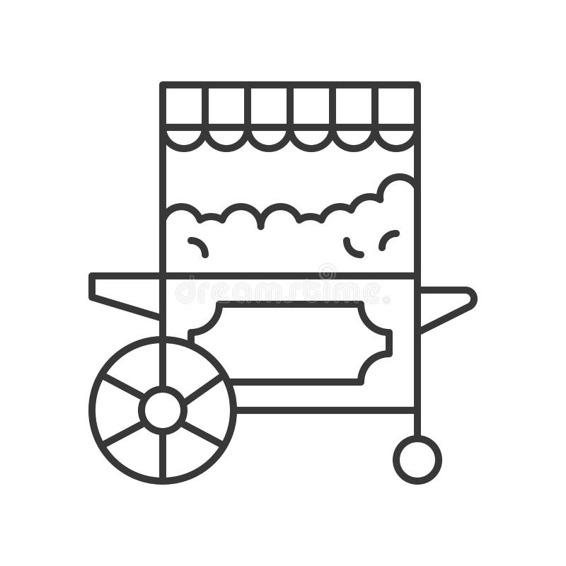 Popcorn Cart Vector Icon, Amusement Park Related Line Style Stock ...