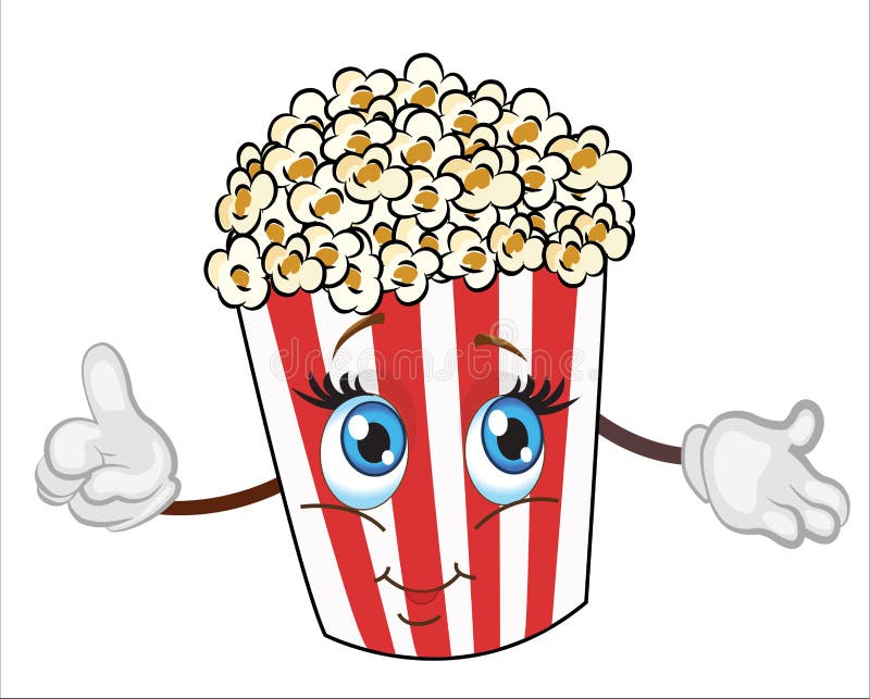 Popcorn Character Cartoon.cute and Funny Popcorn Vector Illustration ...