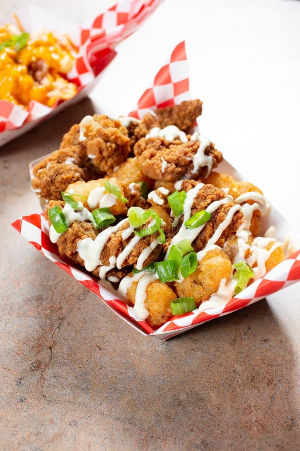 Popcorn chicken basket stock photo. Image of carton - 254820336