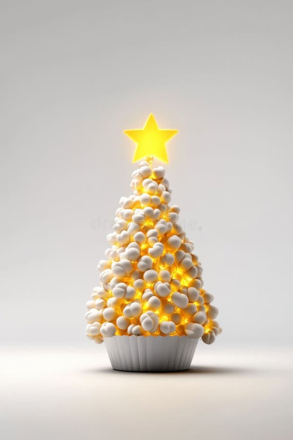 Popcorn Christmas Tree with Golden Star on Top Stock Illustration ...