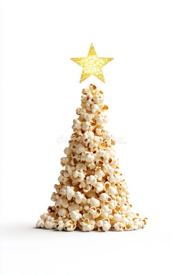 Popcorn Christmas Tree with Golden Star on Top Stock Illustration ...