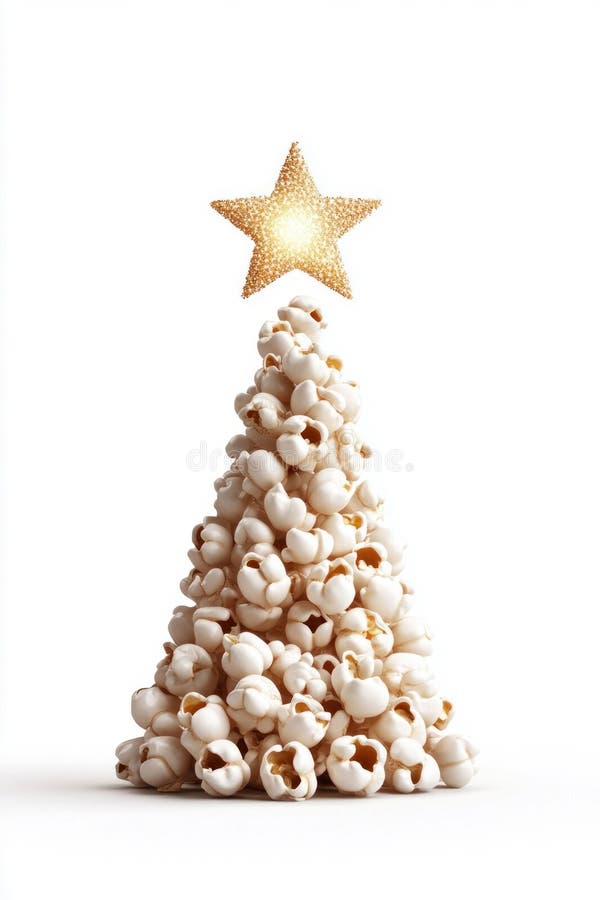Popcorn Christmas Tree with Golden Star on Top Stock Illustration ...