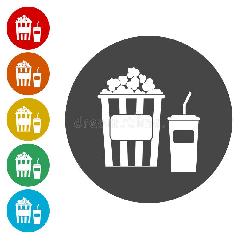Popcorn. Cinema Round Circle Icon Stock Illustration - Illustration of ...