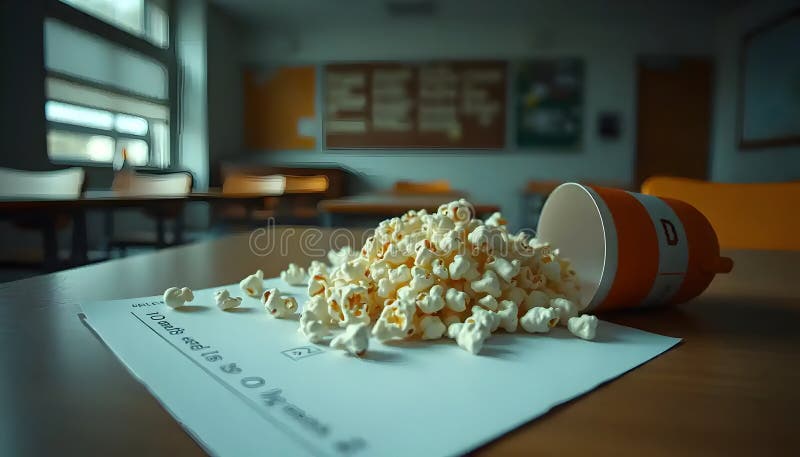 Popcorn in the Classroom stock illustration. Illustration of room ...