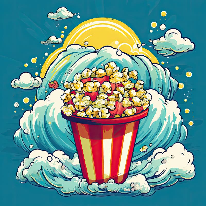 Popcorn Clip Art or T-Shirt Design Stock Illustration - Illustration of ...