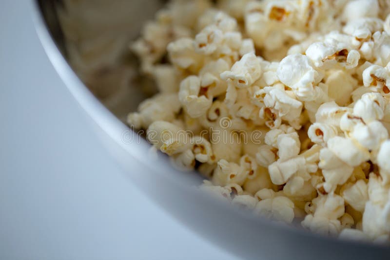 Popcorn Close Up in a Bowl Macro Stock Image - Image of flavored, full ...