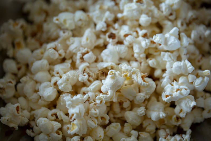 Popcorn Close Up in a Bowl Macro Stock Photo - Image of crispy, party ...