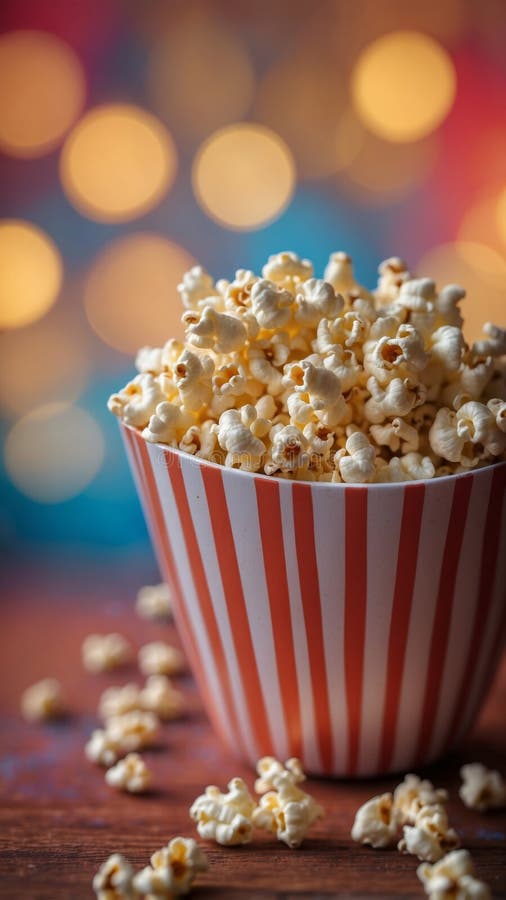 Popcorn on a Colorful Blurred Background. Stock Photo - Image of ...