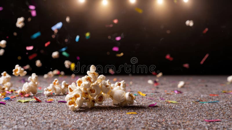 Popcorn and Confetti on the Floor Stock Illustration - Illustration of ...