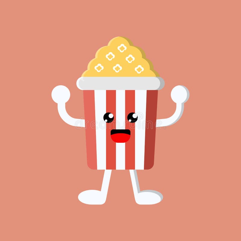 Popcorn Corn Cute Character in Cinema Theater Icon, Logo, and ...