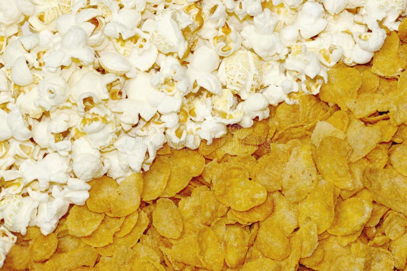 Popcorn and corn flakes stock image. Image of isolated - 11016977