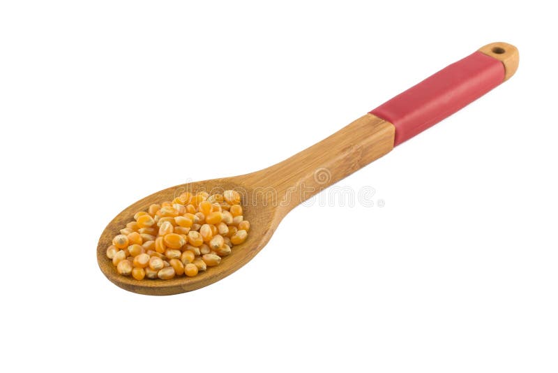 Popcorn Corn. Raw Grain in a Spoon Stock Image - Image of nature ...