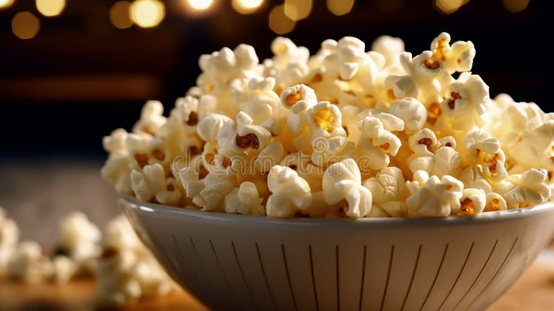 Popcorn on the Couch Close-up. Generative AI. Stock Illustration ...