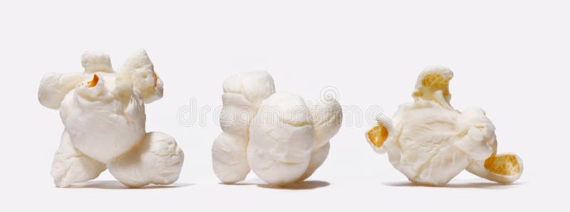 Three Popcorn Isolated on Black Background with Reflection Stock Photo ...
