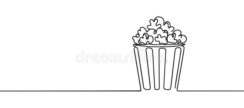 Popcorn in a Cup Continuous One Line Drawing Stock Vector ...