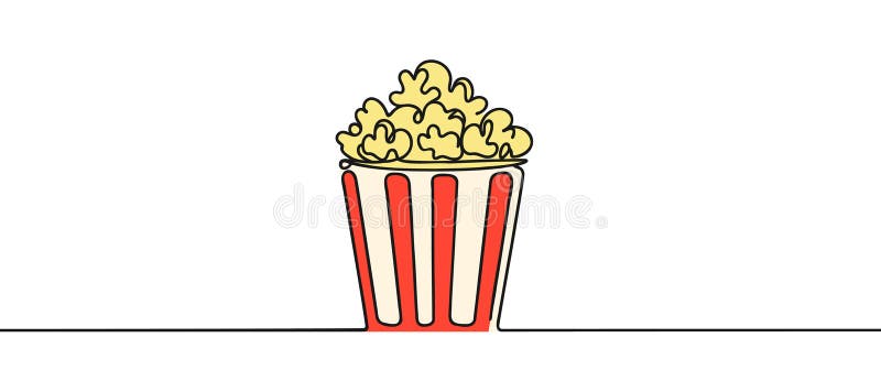 Popcorn in a Cup Continuous One Line Drawing Stock Vector ...