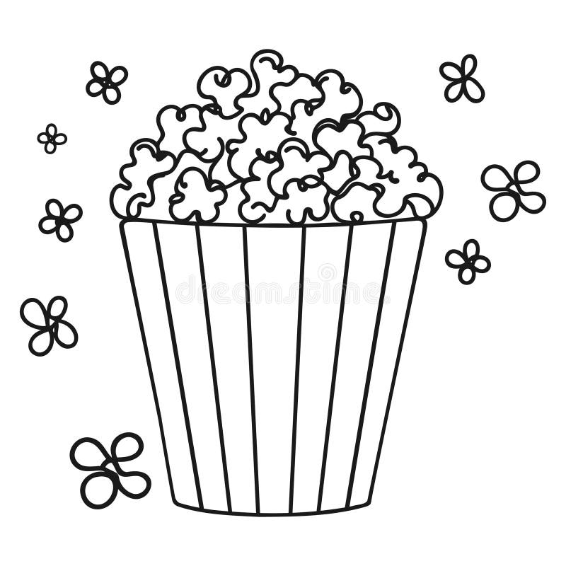 Popcorn in a Cup Continuous One Line Drawing Stock Vector ...