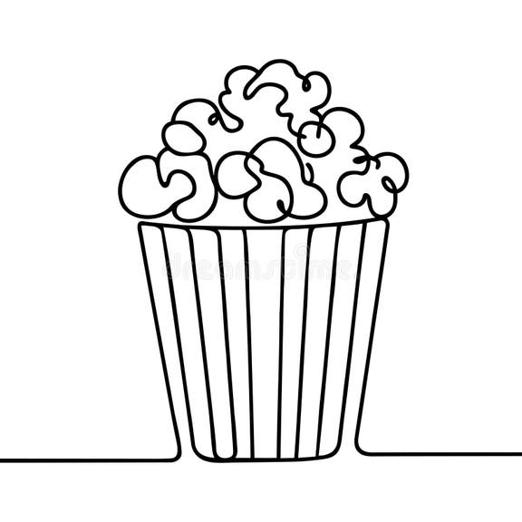 Popcorn in a Cup Continuous One Line Drawing. Vector Illustration ...