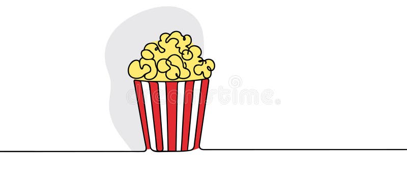Popcorn in a Cup Continuous One Line Drawing. Vector Illustration ...