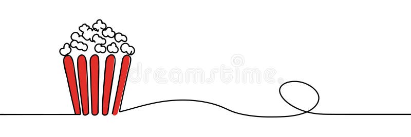 Popcorn in a Cup Continuous One Line Drawing. Vector Illustration ...