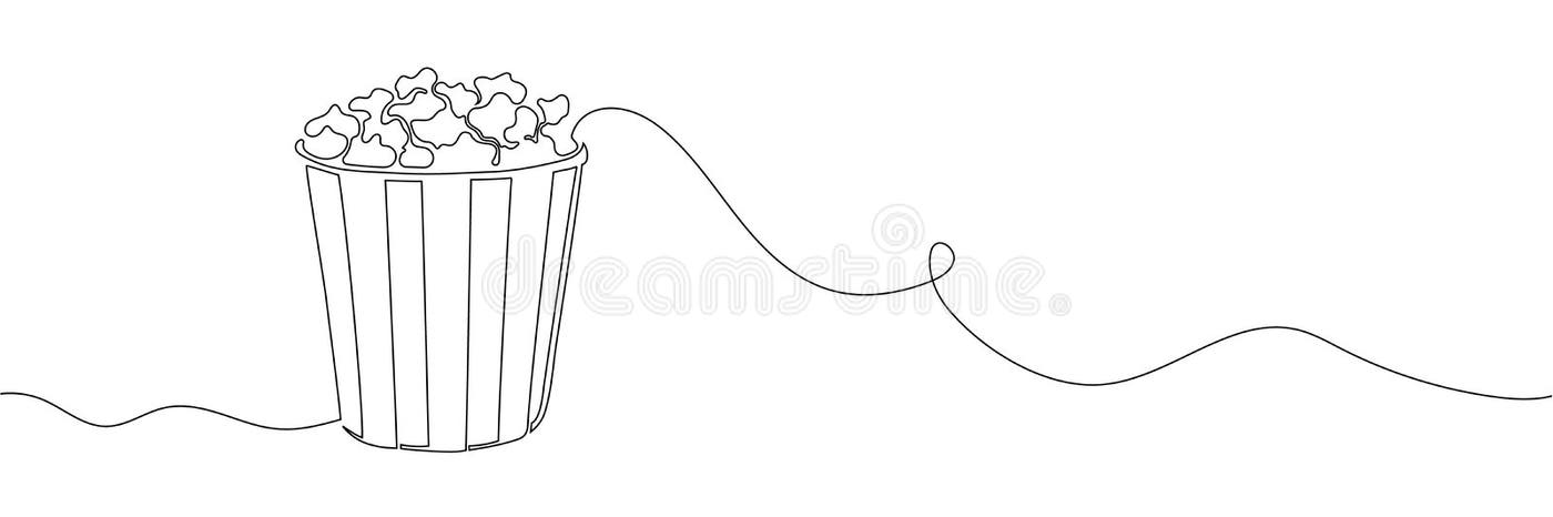 Popcorn Continuous Line Drawing Stock Illustrations – 60 Popcorn ...