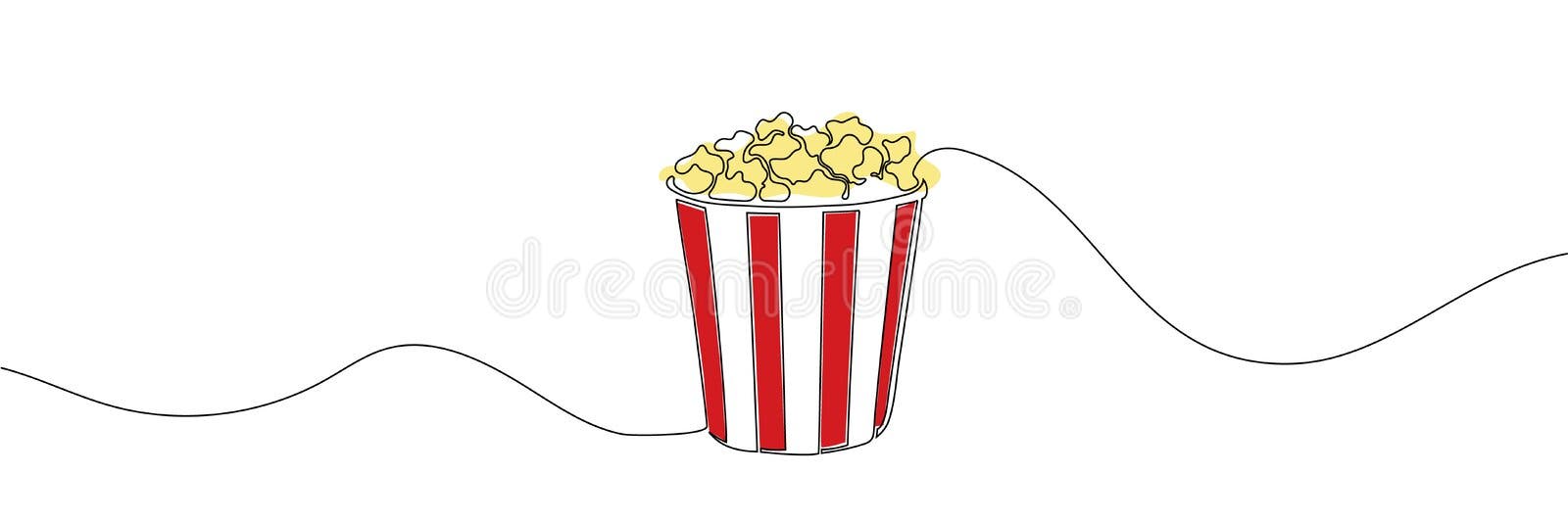 Popcorn Continuous Line Drawing Stock Illustrations – 60 Popcorn ...