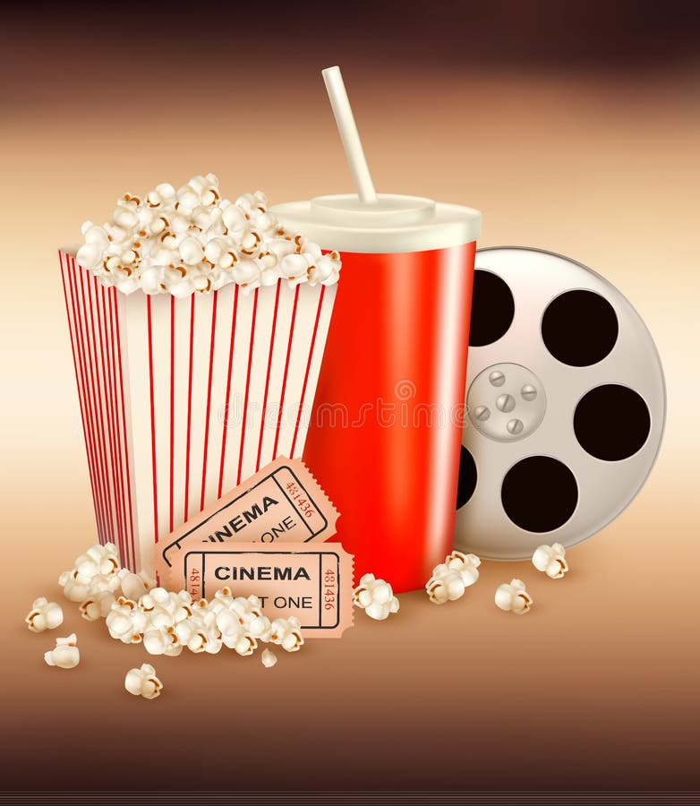 Sign with Popcorn and Cola stock vector. Illustration of design - 24279587